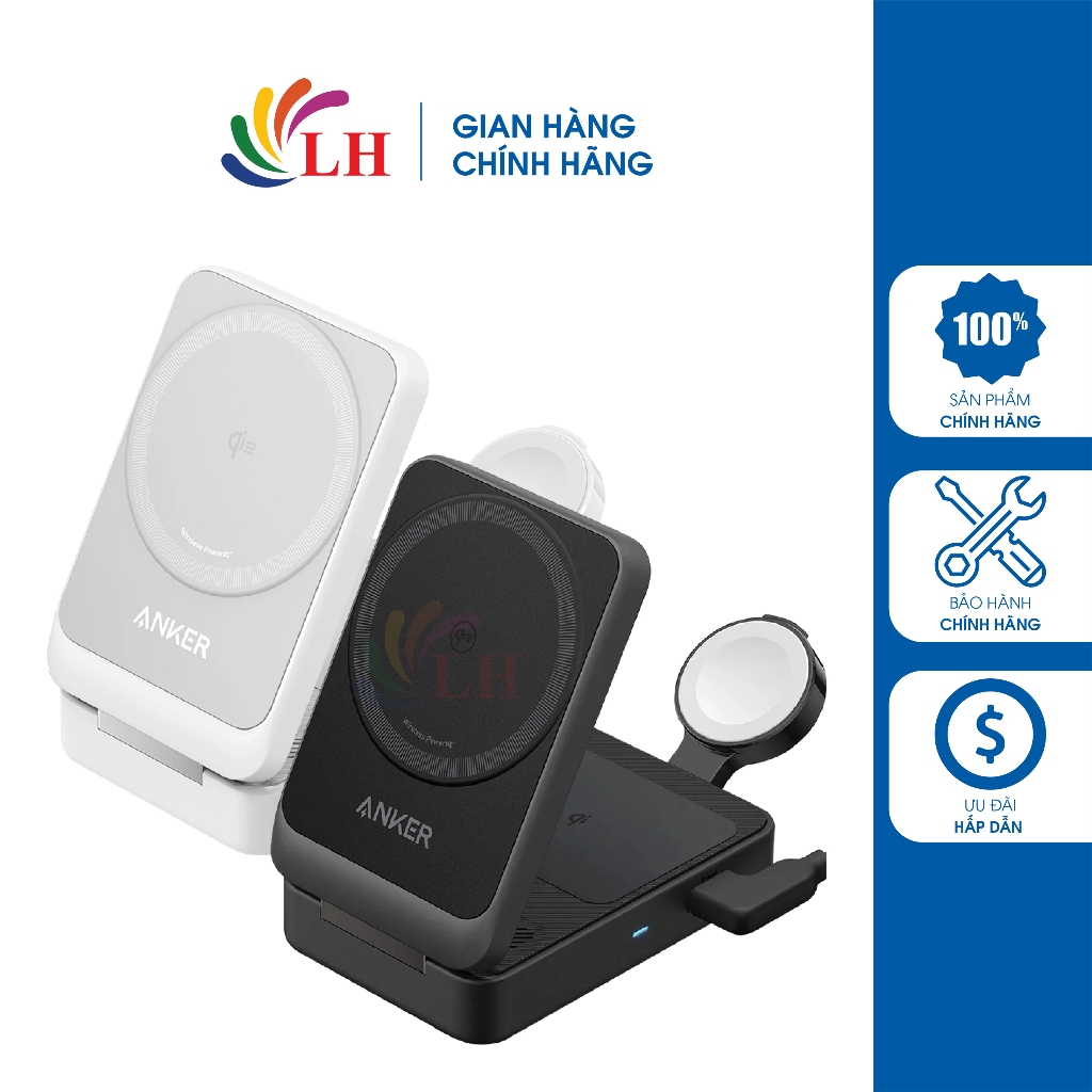 Đế sạc không dây Anker MagGo Wireless 3 in 1 Foldable B2557 - Hàng chính hãng | Shopee Việt Nam
