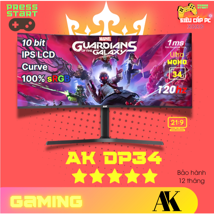 Màn Hình Cong AK DP34 IPS 34" WQHD 3440x1440 144Hz 1ms 10-bit 128% sRGB ...