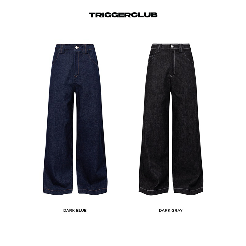 TRIGGER CLUB - Quần jeans nam ống rộng - TGC RAW DARK GREY/ DARK BLUE ...