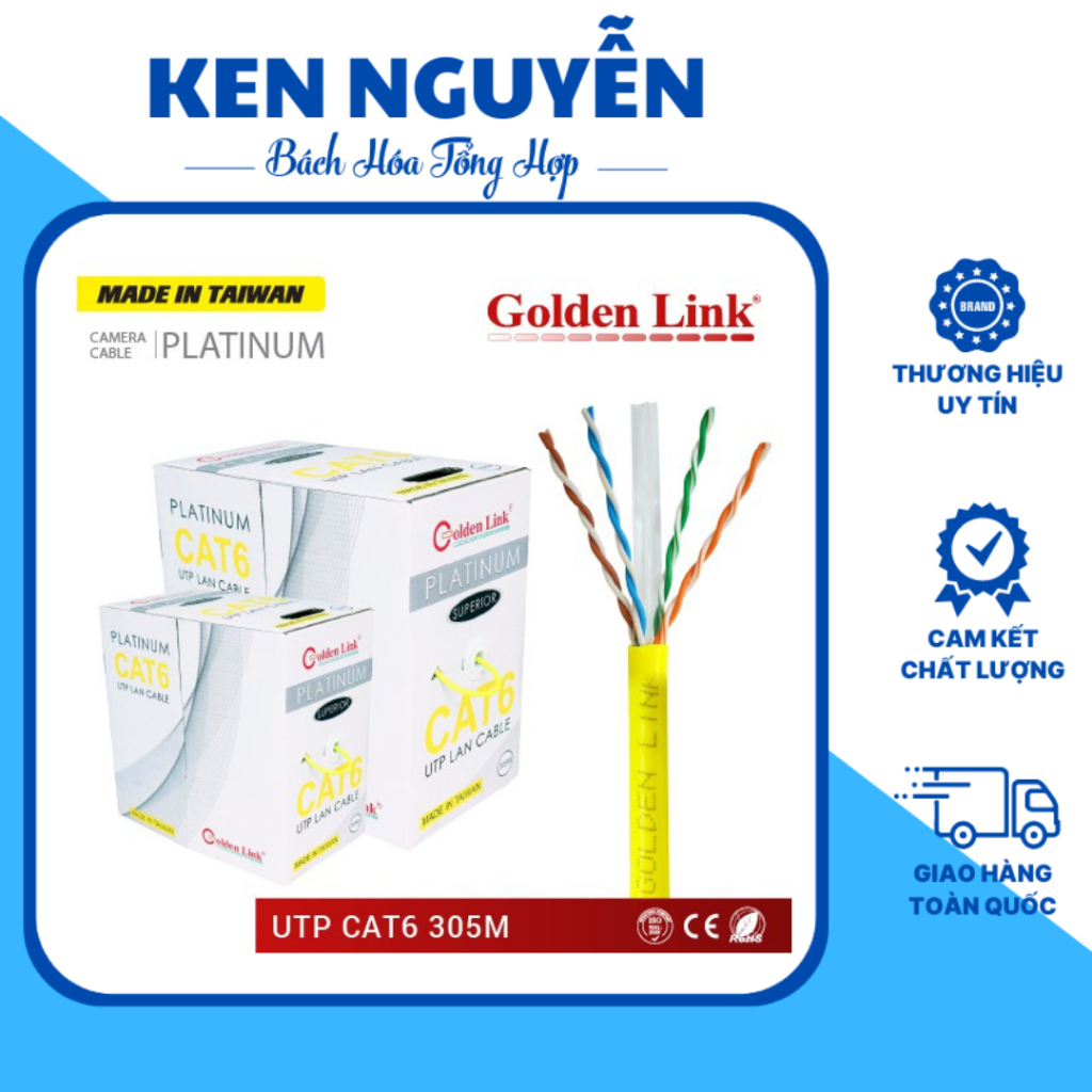 Cáp Mạng Golden Link UTP SFTP CAT6 50M 100M ( Bấm sẳn 2 đầu) | Shopee ...