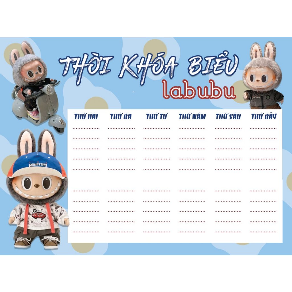 Thời khóa biểu Labubu size A4 TooYoo BK01115 | Shopee Việt Nam