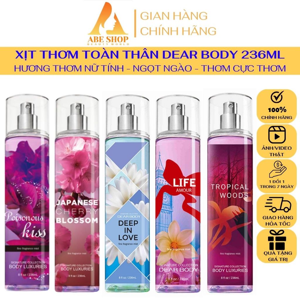 BODY MIST DEAR BODY 236ml - XỊT THƠM TOÀN THÂN - LƯU HƯƠNG SUỐT. NGÀY ...