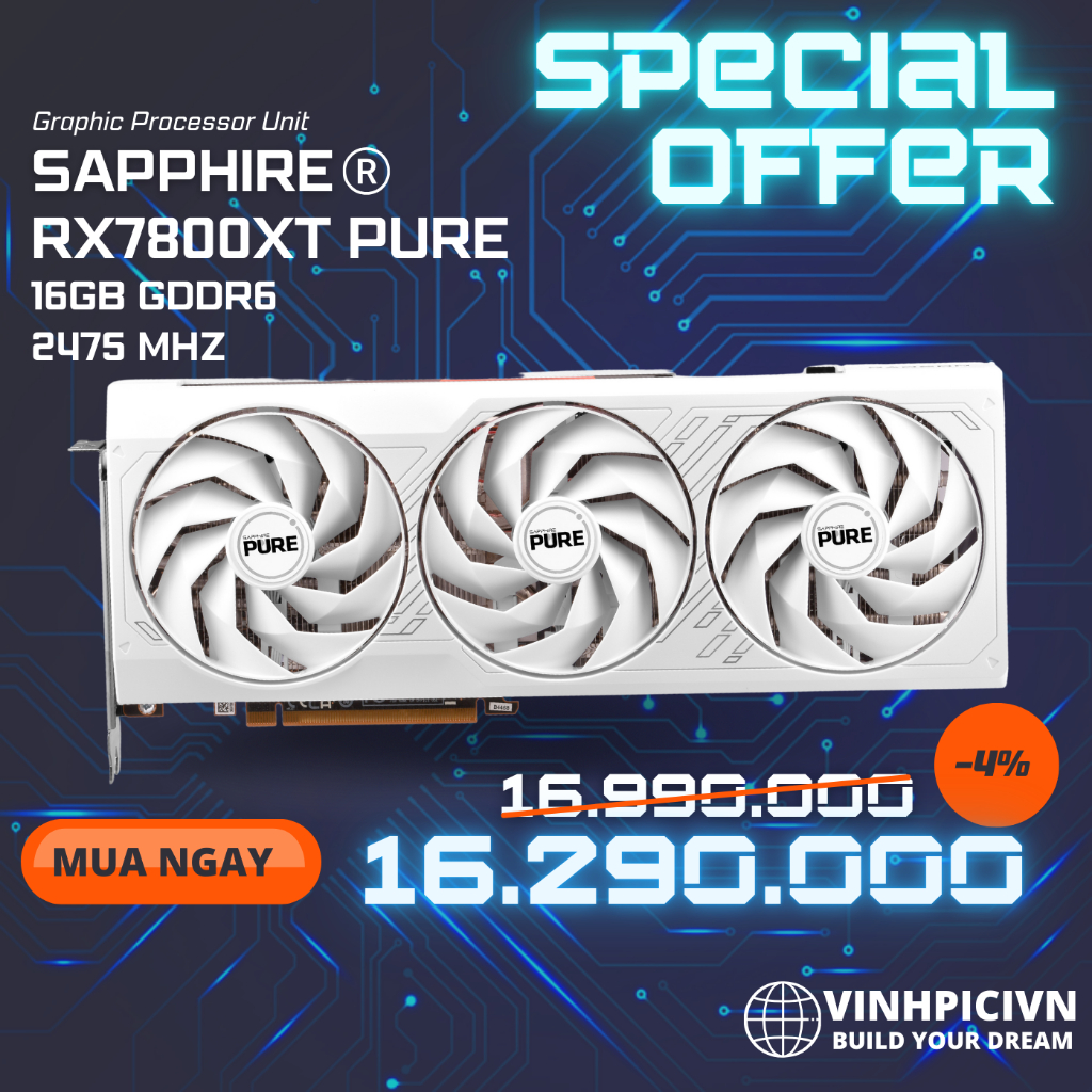 Card màn hình SAPPHIRE RX 7800XT PURE [NEW] | Shopee Việt Nam