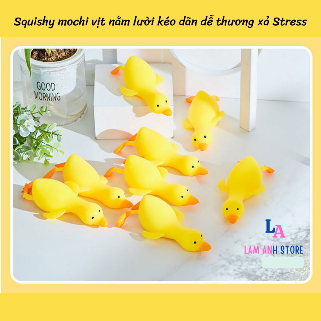 Squishy mochi Vịt nằm lười, Đồ chơi bóp tay Silicon nhựa dẻo vịt vàng ...