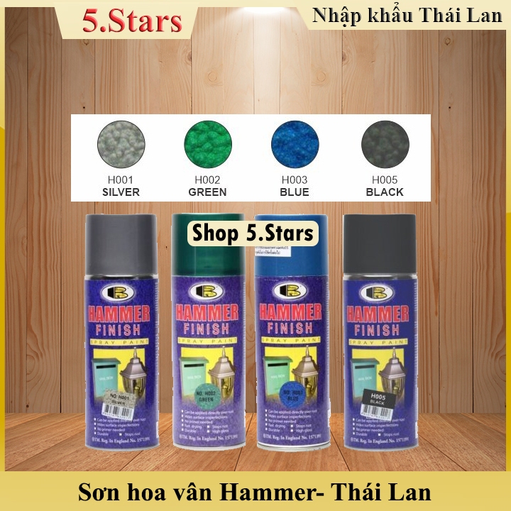 Sơn xịt tạo hoa vân Hammer Finish Spray Paint Bosny, nhập khẩu từ Thái ...