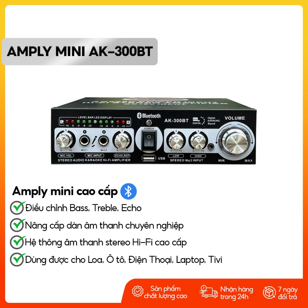 Amply Mini 300BT - Bộ Khuếch Đại Công Suất Âm Thanh 200W, Với Đầu Vào 2 ...