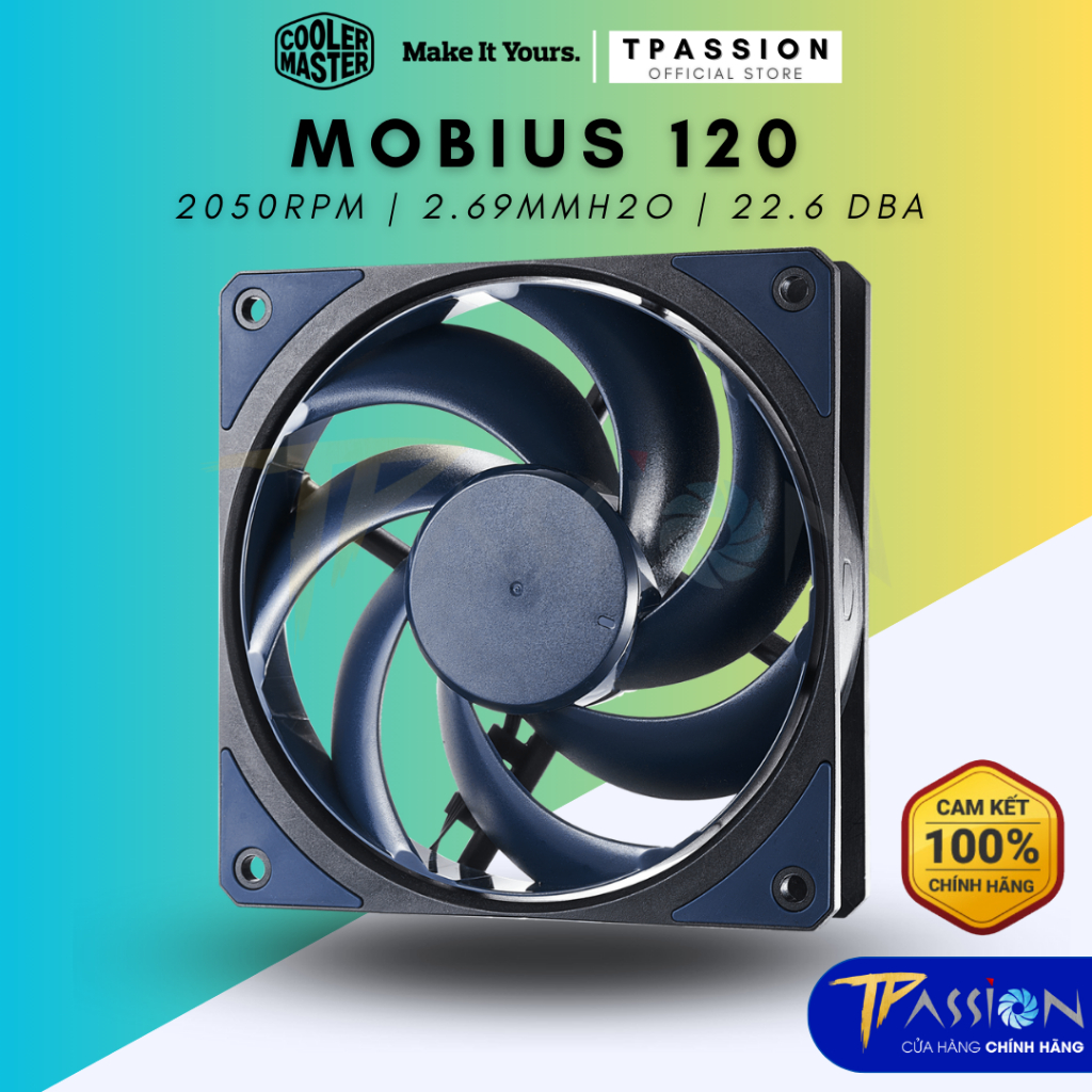Quạt Fan Case 12cm Cooler Master Mobius 120 PWM - Chính hãng, tốc 2050RPM, quạt tản nhiệt 120 mm ...