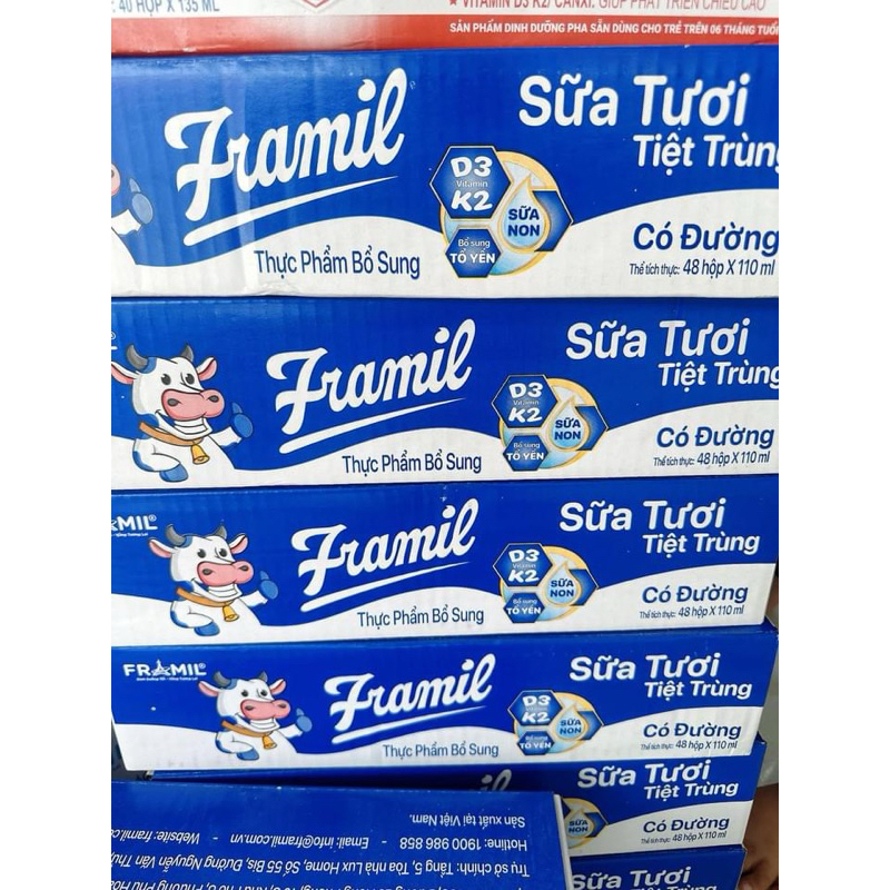 Thùng 48 Hộp Sữa Tươi Tiệt Trùng Framil CÓ ĐƯỜNG/ÍT ĐƯỜNG | Shopee Việt Nam