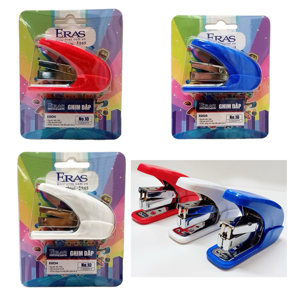 [GIÁ RẺ] Dập ghim ERAS E245 TRỢ LỰC - Tặng kèm hộp ghim số 10 - Bấm được 15 tờ A4 | Shopee Việt Nam