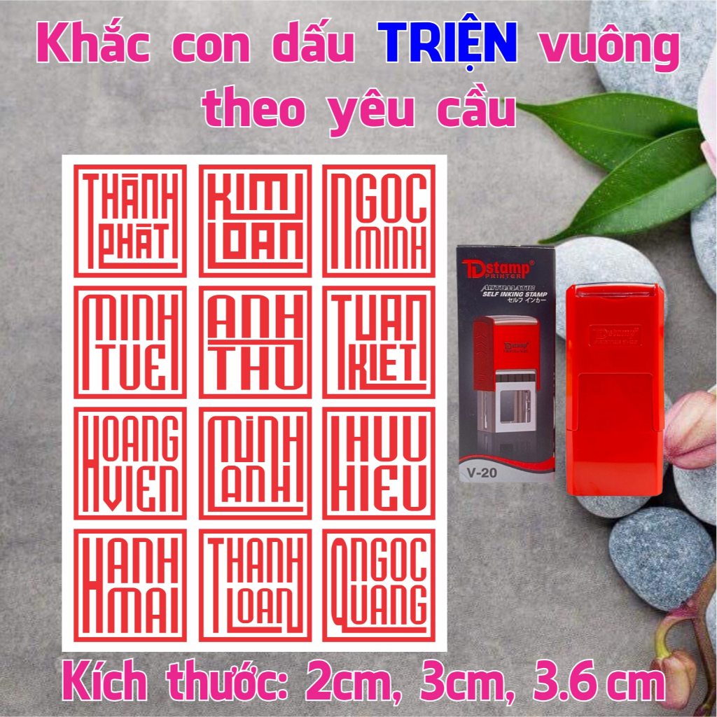 Con dấu Triện vuông 2cm, 3cm, 3.6cm khắc nội dung theo yêu cầu | Shopee ...