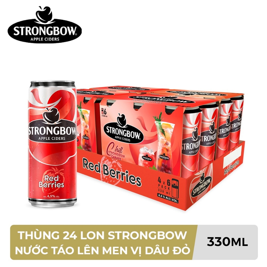 THÙNG 24 LON NƯỚC TÁO LÊN MEN VỊ DÂU ĐỎ RED BERRIES STRONGBOW 330ML ...