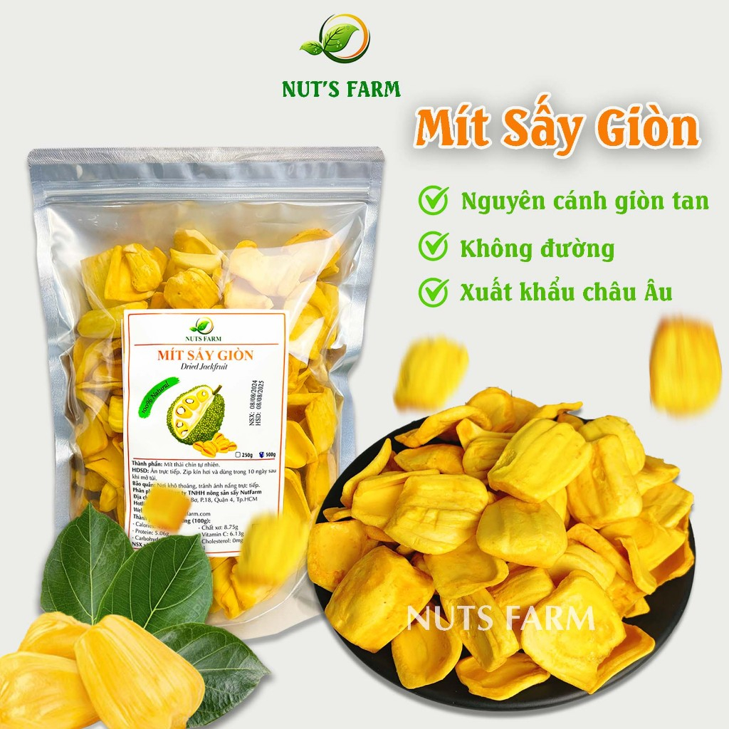 Mít sấy nguyên miếng Nut Farm, mít thái xuất khẩu không đường | Shopee Việt Nam