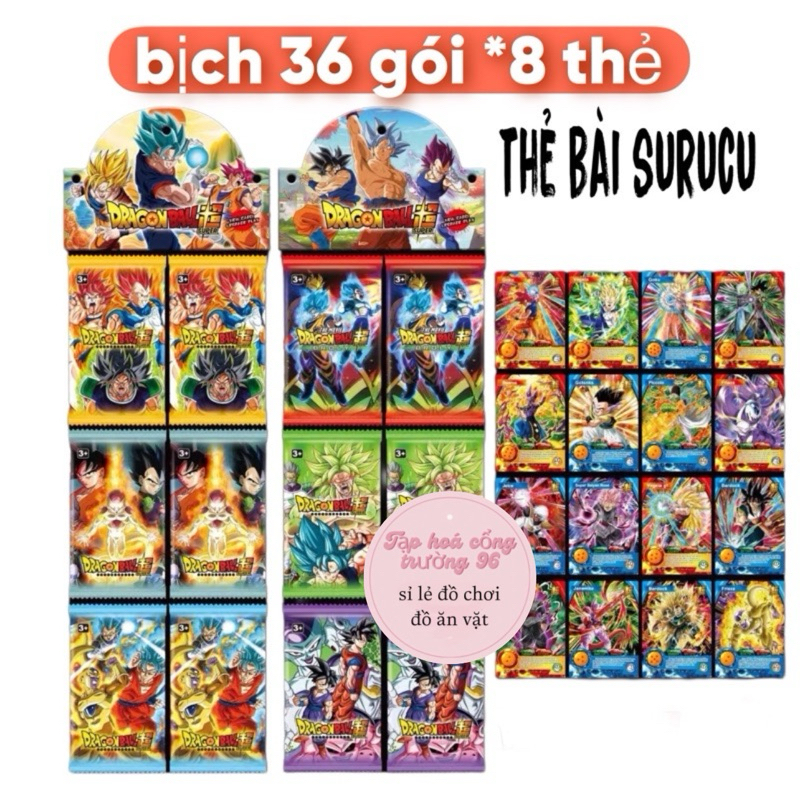 Dây 36 túi ( tổng 288 ) thẻ bài bảy viên ngọc rồng , thẻ goku , dragon ...