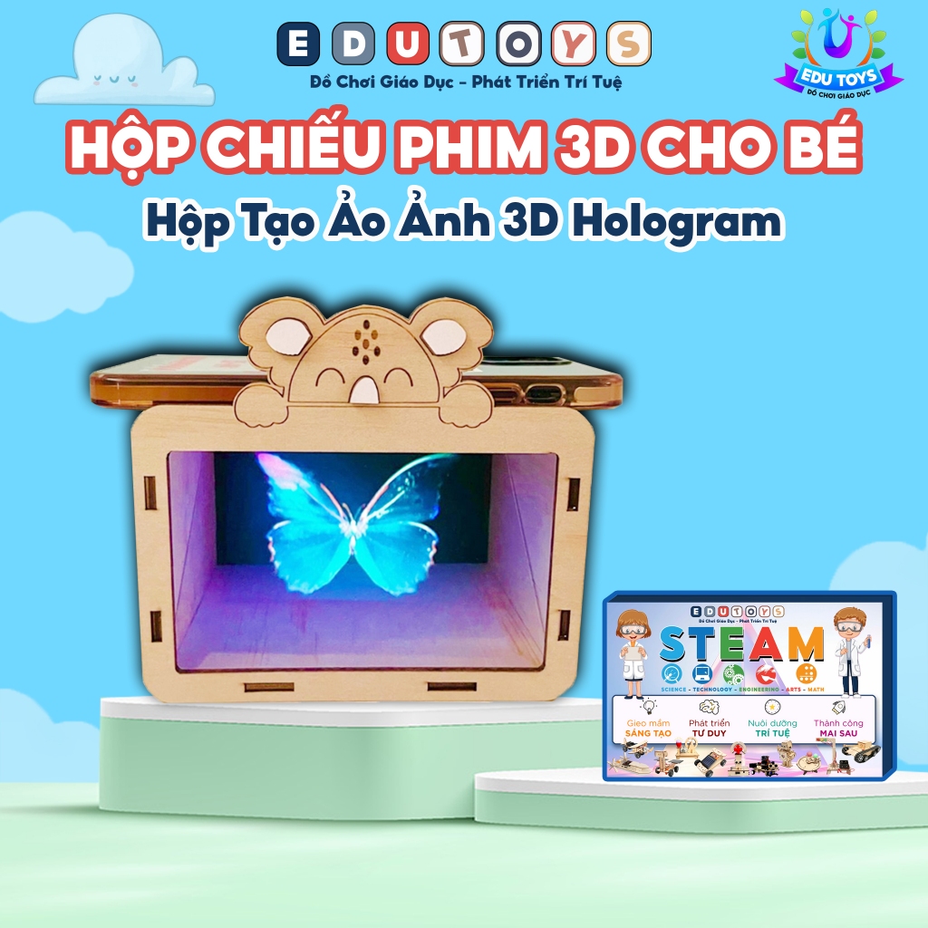 Hộp Tạo Ảo Ảnh 3D, Hộp chiếu phim hologram 3d chất liệu gỗ Plywood an ...