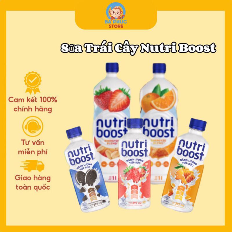 Nước Uống Sữa Trái Cây Nutri Boost Hương Cam/Hương Dâu Chai 170ml/297ml ...