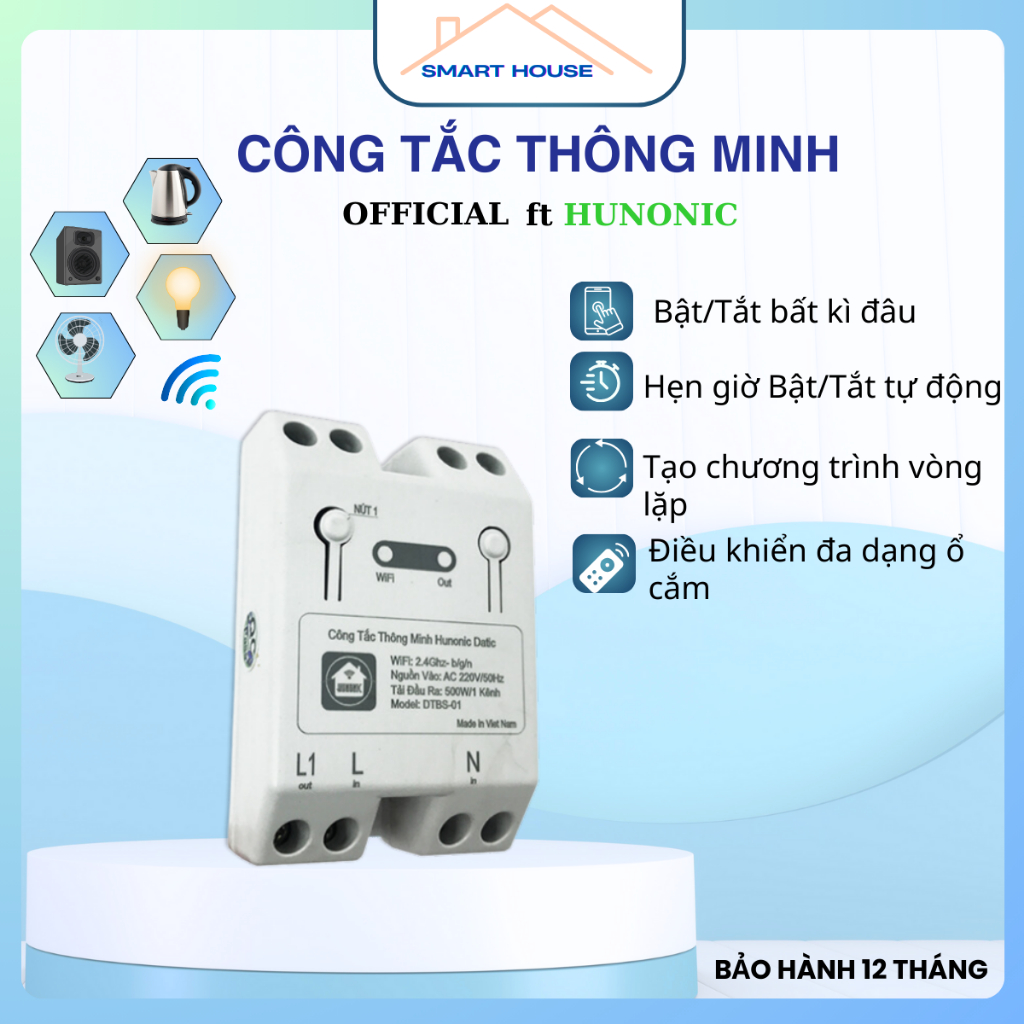 Công Tắc Datic Basic Hunonic Kết Nối Wifi Điều Khiển Từ Xa Thông Minh ...
