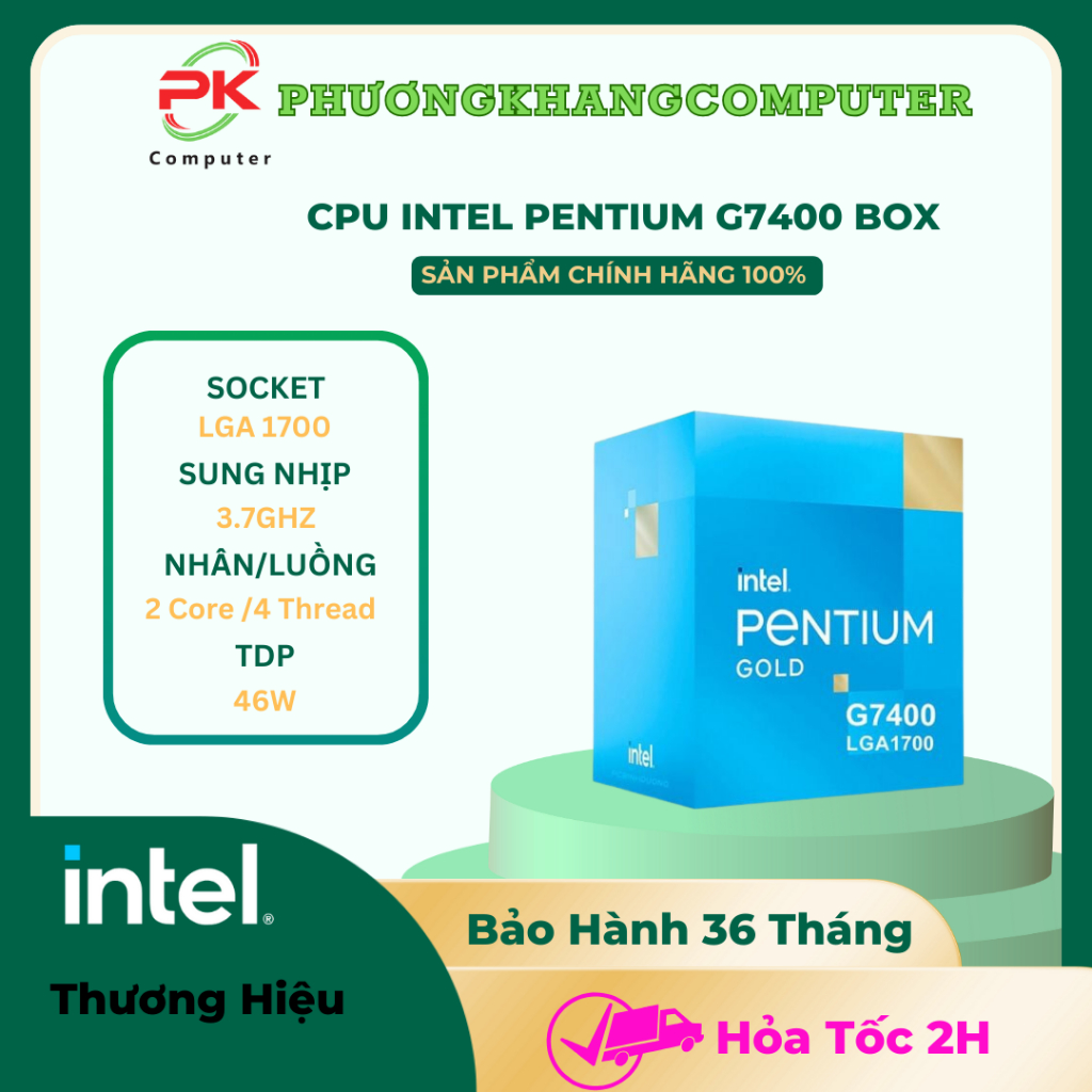 CPU Intel Pentium Gold G7400 3.7Ghz-2.5Mb Box Chính Hãng | Shopee Việt Nam