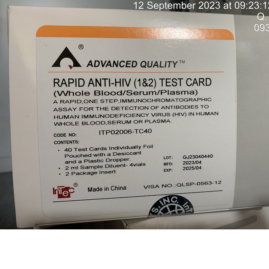 Test thử nhanh InTEC HIV1&2 (khay) - HIV Rapid Anti-HIV Test INTEC dạng ...