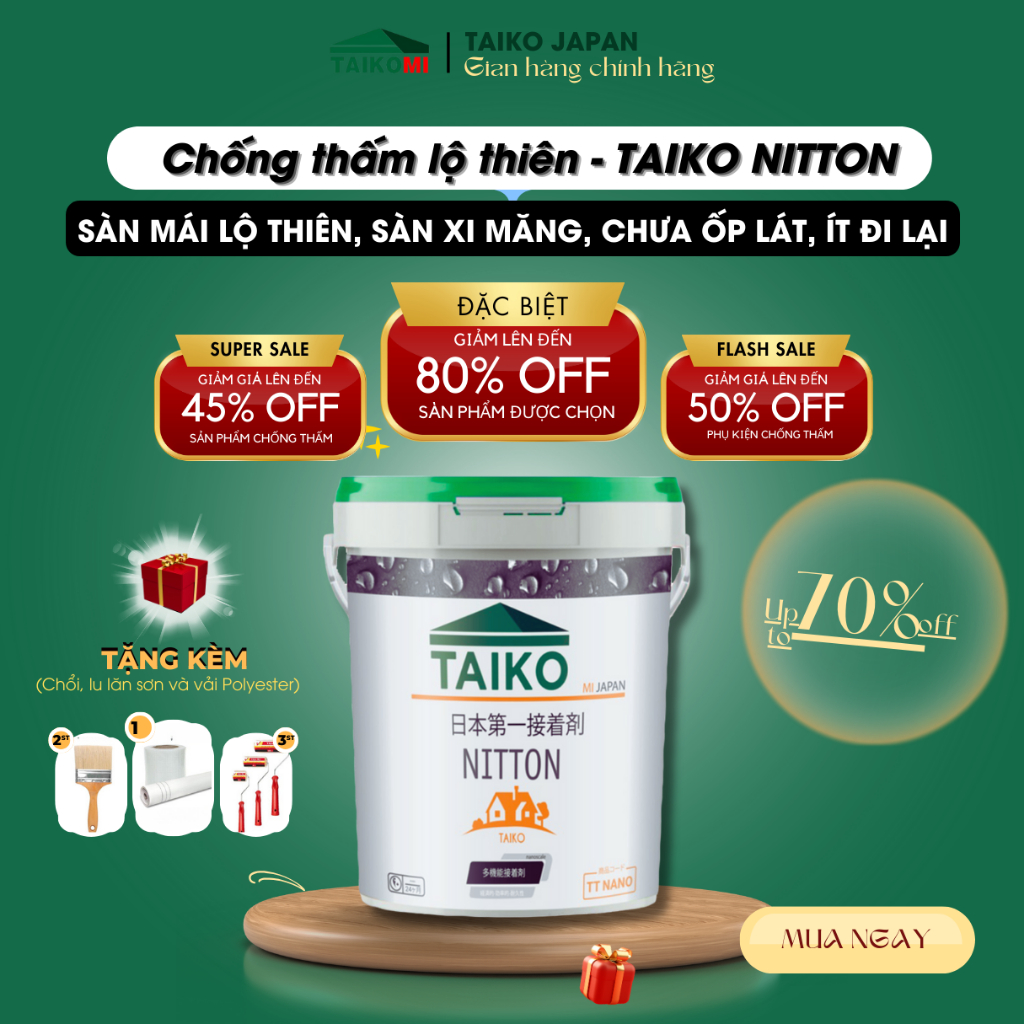 [Thùng 18 Kg ] Keo Sơn Chống Thấm Sàn TAIKOMI NITTON (Gốc Acrylic ...