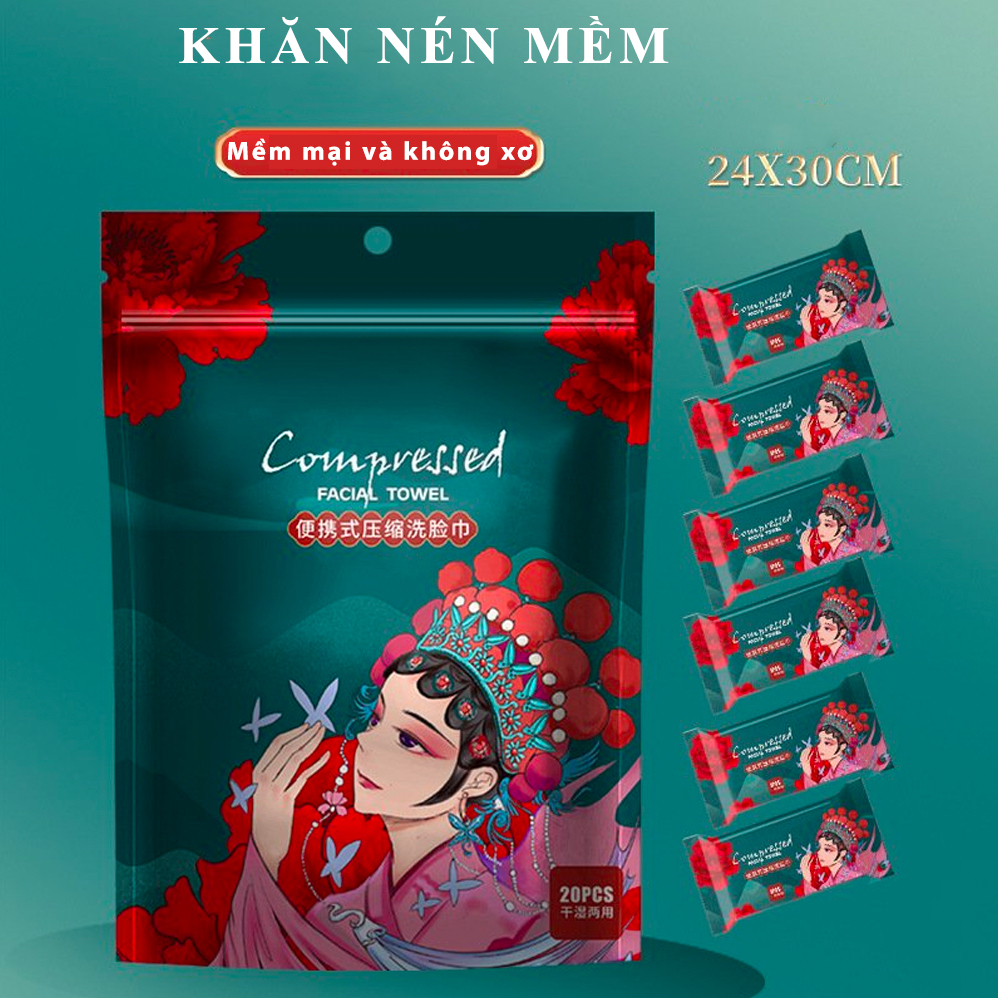 Túi 20 Khăn Giấy Nén Minaier Cô Gái Xanh Giấy Lớn Du Lịch H329 | Shopee Việt Nam