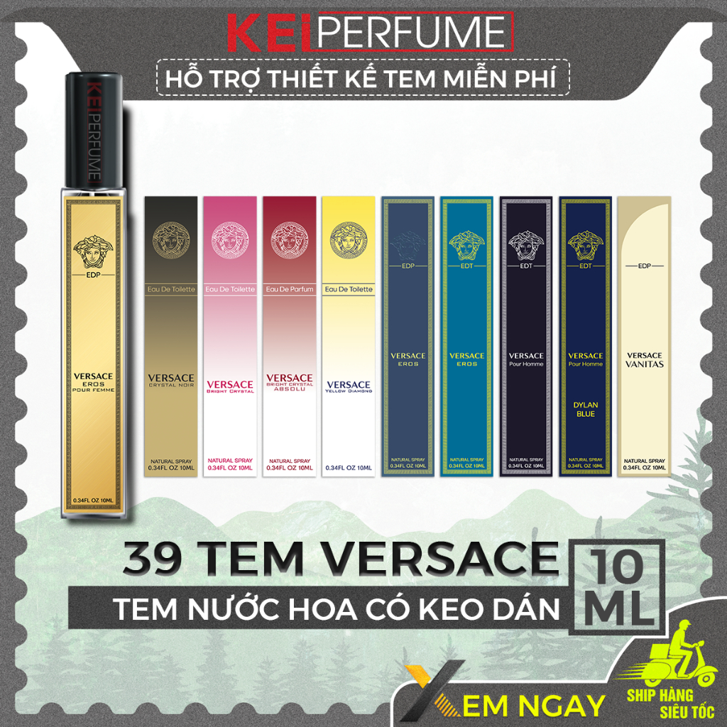 39 Tem Nhãn Dán Nước Hoa VERSACE 10ML | Đã Cắt Sẵn Tất Cả Các Hương Có Keo Dán Chắc Chắn ...