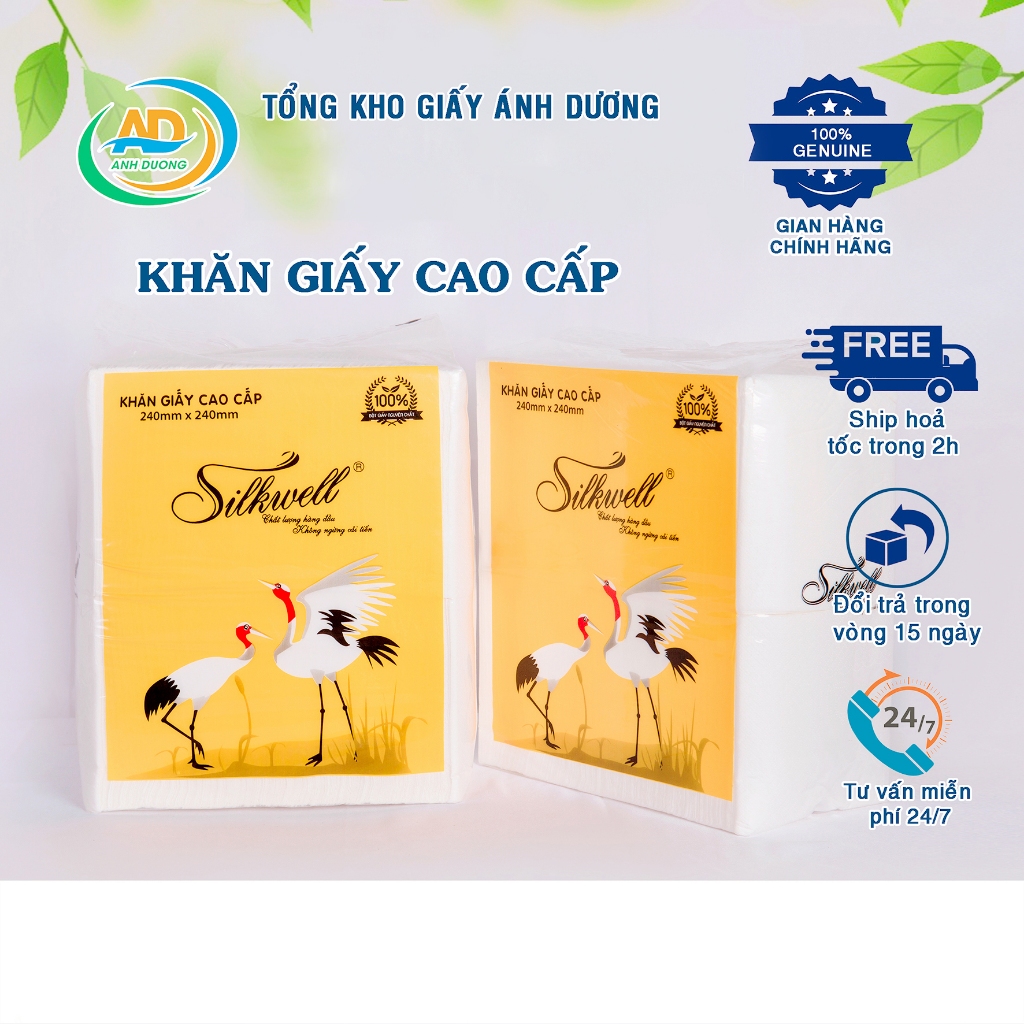 Khăn Giấy Silkwell Con Sếu 2 Lớp Siêu Dai 240x240mm - Giấy Ăn Đa Năng ...
