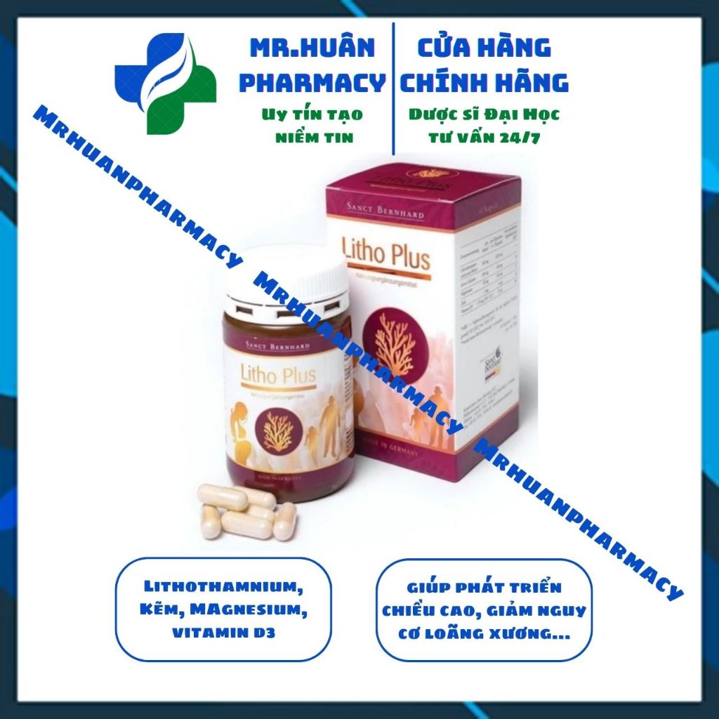 Litho Plus Kapseln (Lọ 60 viên) - Bổ sung Canxi hữu cơ từ tảo biển đỏ ...