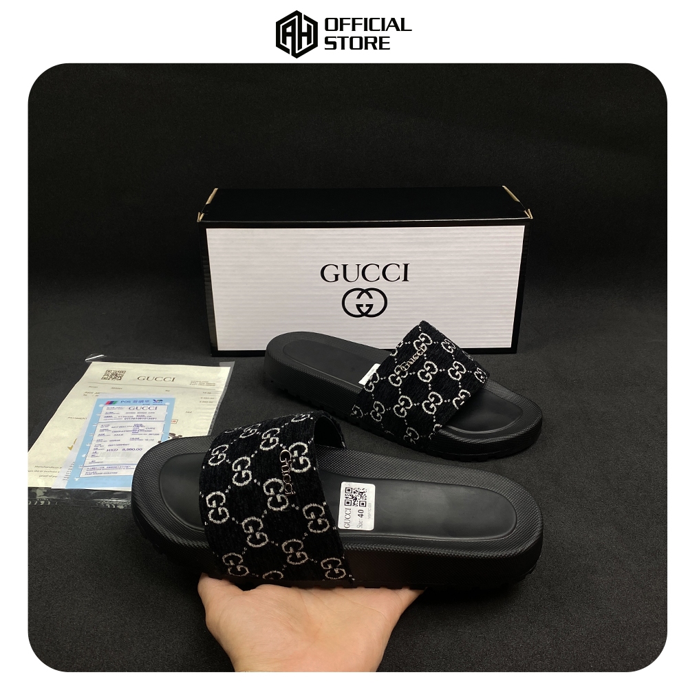 Dép dán GC nam nữ, dép lê GUCCI thiết kế sang trọng đế cao su non mềm mại hot trend full bill ...