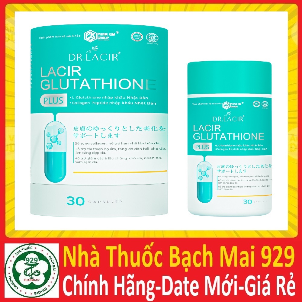 [PLUS] Viên uống trắng da dr lacir glutathione plus [glutathion drlacir] | Shopee Việt Nam