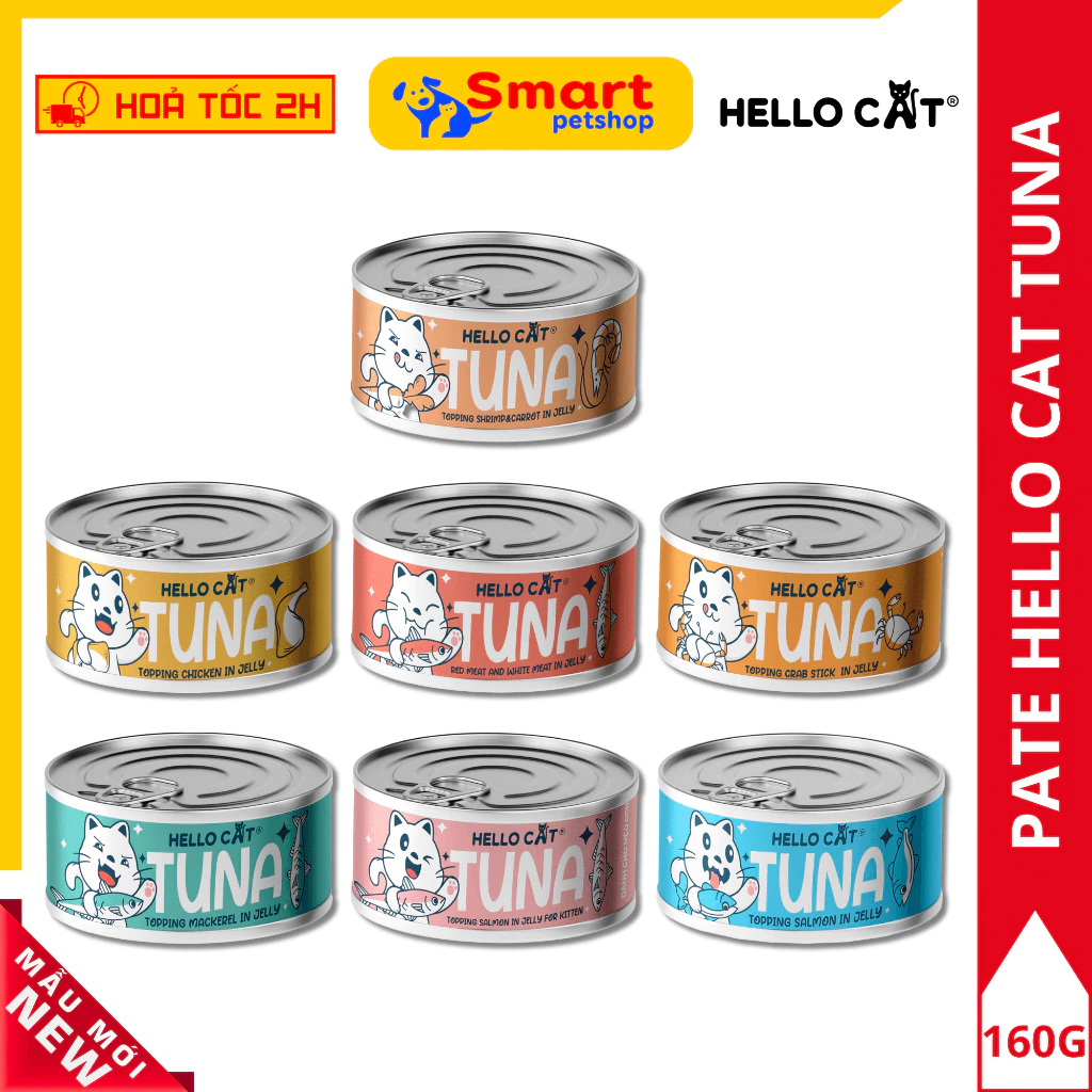 Pate Cho Mèo Mọi Lứa Tuổi Trong Thạch Hello Cat Tuna 160g - Pet's ...