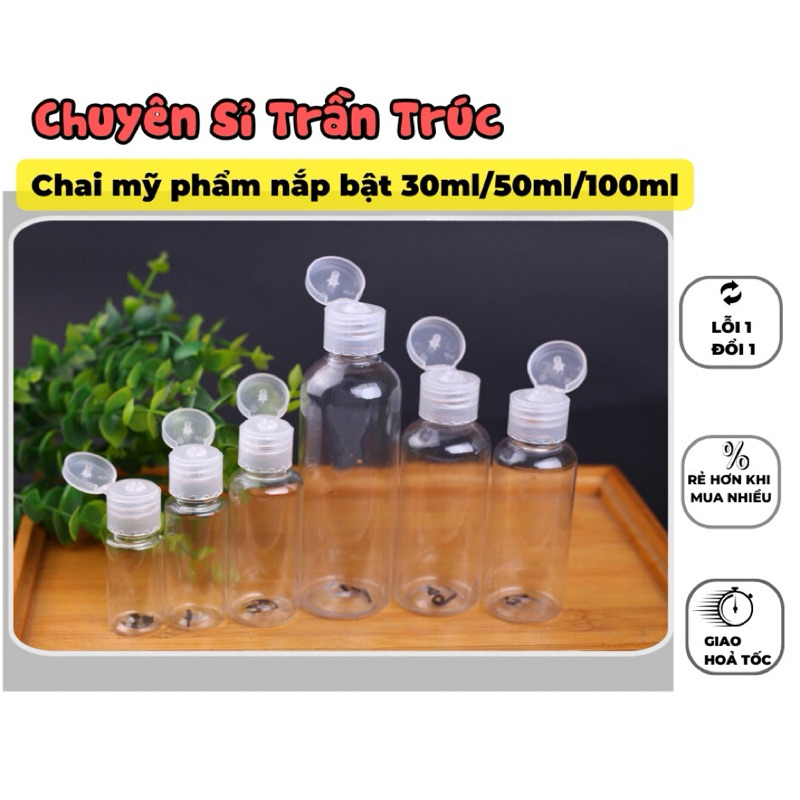 [HOẢ TỐC]Chai Nhựa Nắp Bật 30ML/50ML/100ML/250ML Đựng Gel Rửa Tay - Chai Nhựa Pet - Chai Chiết ...