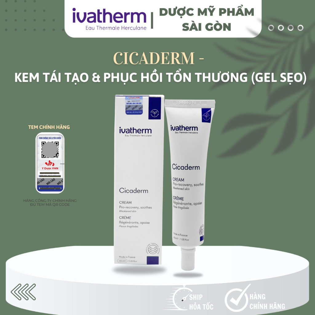 Kem Ivatherm Cicaderm Tái Tạo & Phục Hồi Tổn Thương 40ml (Gel Sẹo ...