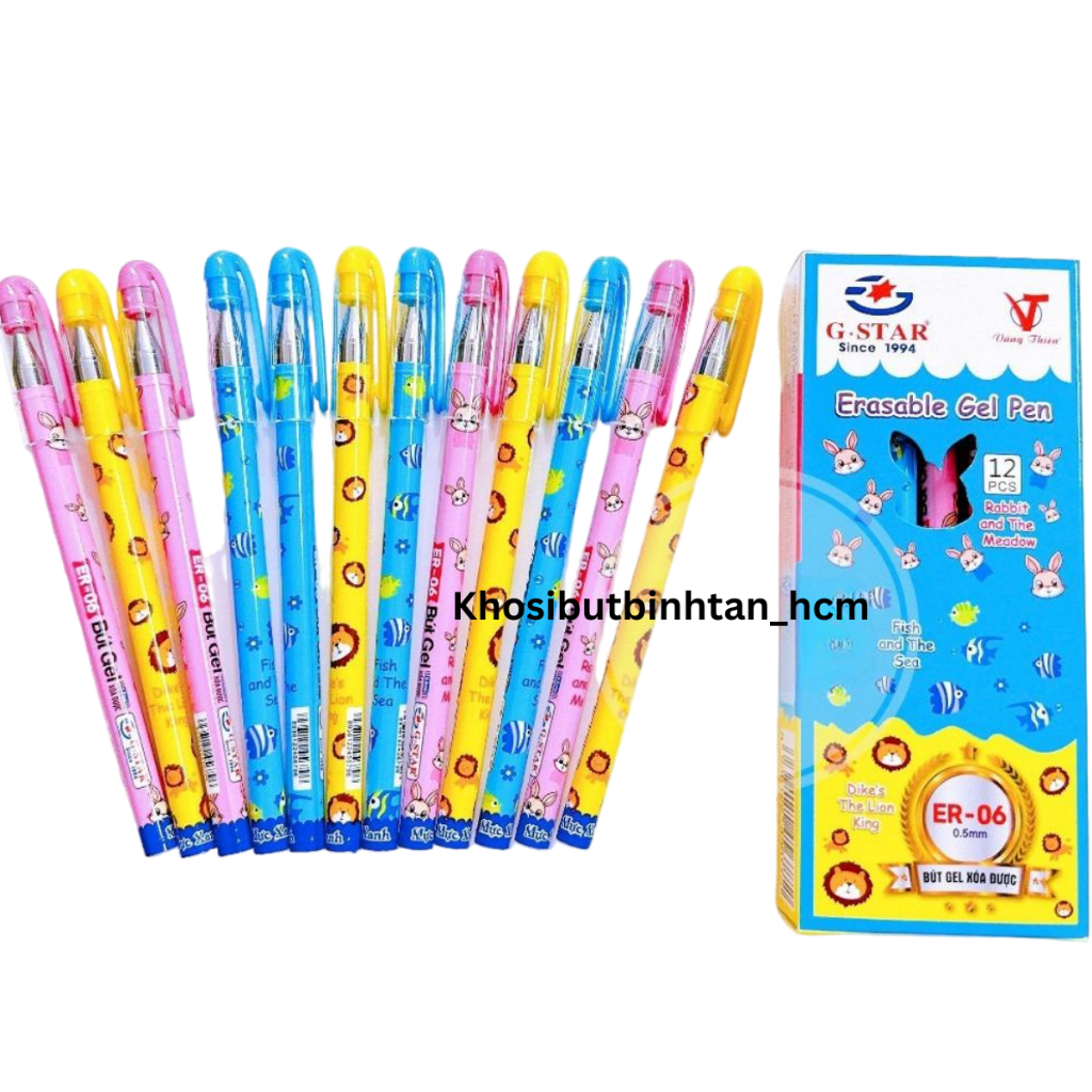 Hộp 12 bút gel xóa được mực Tím/Xanh ngòi 0.5mm Gstar ER-06 phù hợp cho học sinh các cấp ...