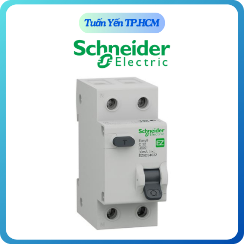 Aptomat - CB chống giật Schneider RCBO Easy9 4.5kA 30mA 2P - 16A - 20A - 25A - 32A - 40A - 63A ...