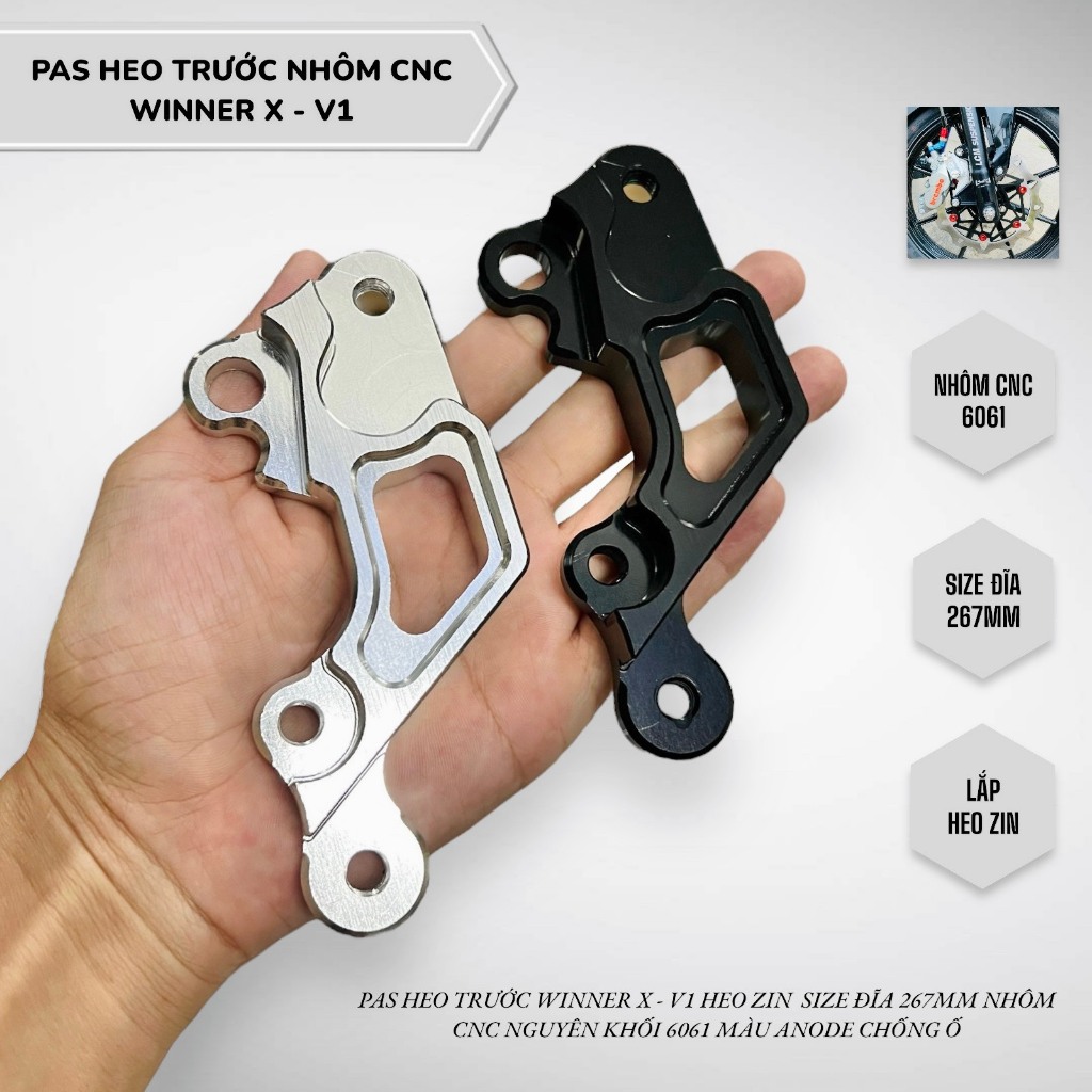 Pas heo trước WINNER X / V1 heo zin size đĩa 256mm nhôm cnc nguyên khối ...