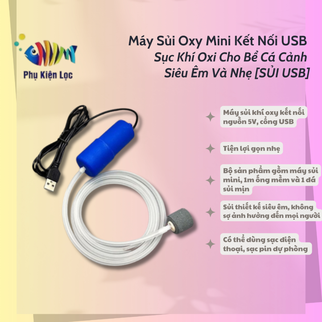 Máy Sủi Oxy Mini (1 Vòi, 2 vòi) Kết Nối USB - Sục Khí Oxi Cho Bể Cá ...