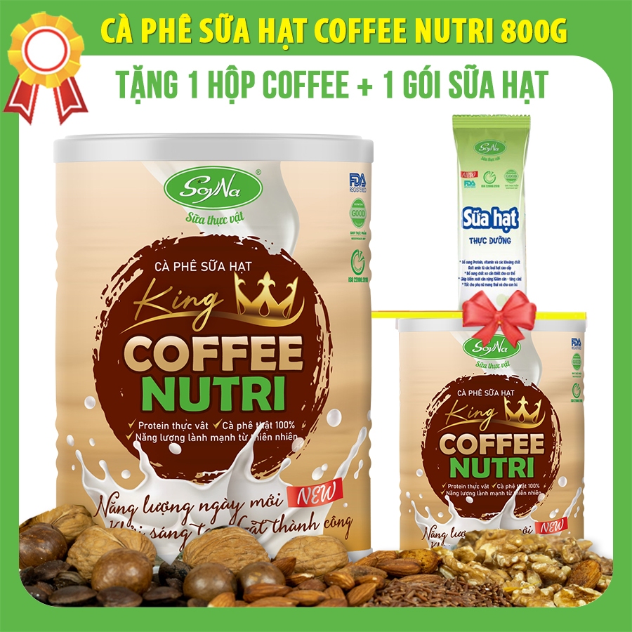 Cà phê sữa hạt COFFEE NUTRI SOYNA 800g vị KING và QUEEN tặng kèm 1 hộp ...