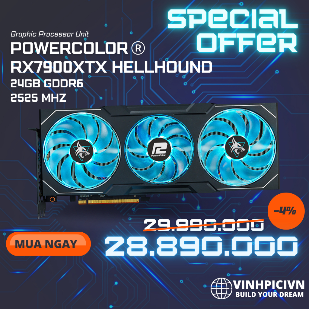 Card màn hình POWERCOLOR RX 7900XTX HELLHOUND [NEW] | Shopee Việt Nam