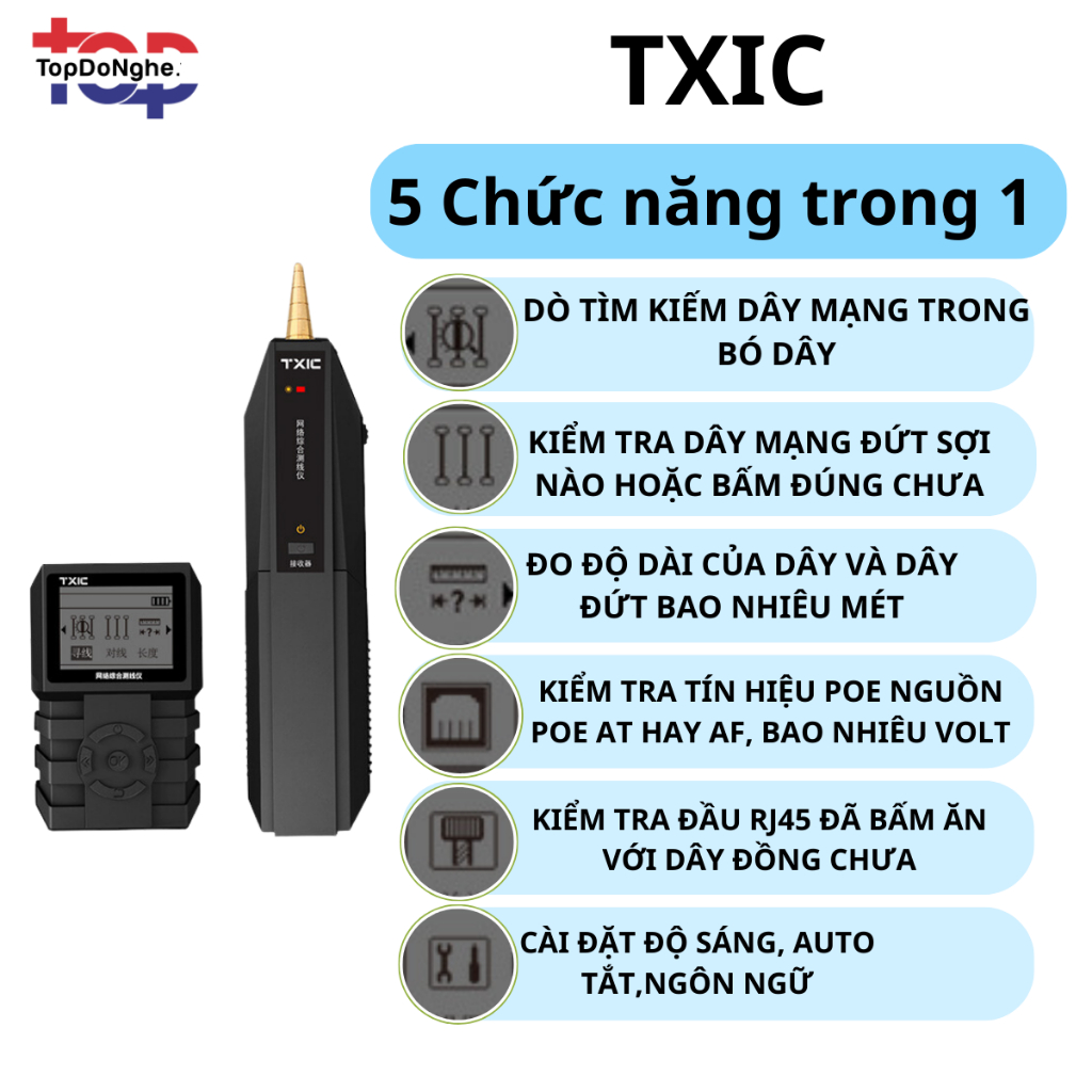 Máy dò đo dây mạng kiểm tra test cáp mạng, đo chiều dài, test POE ...