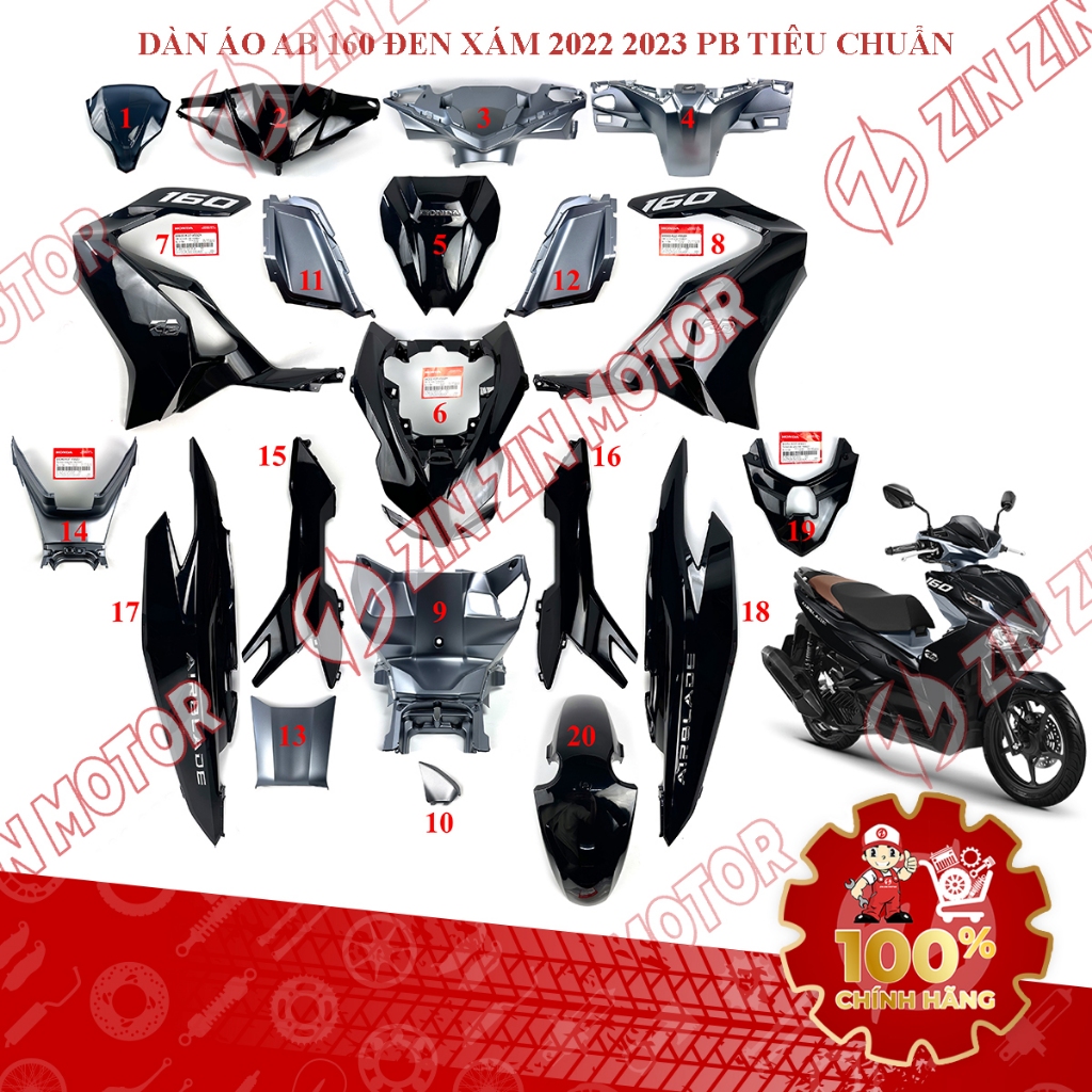 Dàn Áo AB 160 2022, AirBlade 160 2022 Đen Xám Zin Phiên Bản Tiêu Chuẩn ...