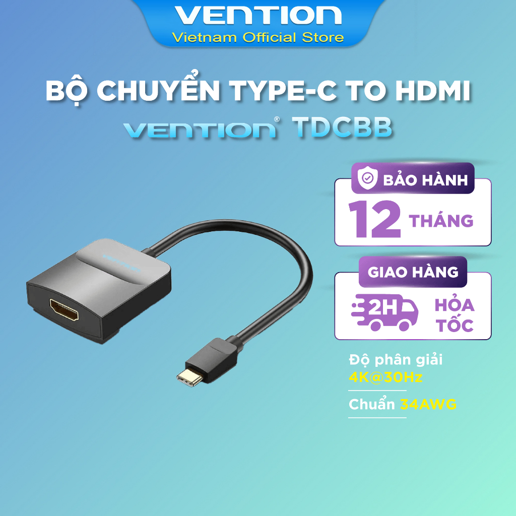 Bộ chuyển đổi Type C to HDMI VENTION TDCBB (Round Cable) | Shopee Việt Nam