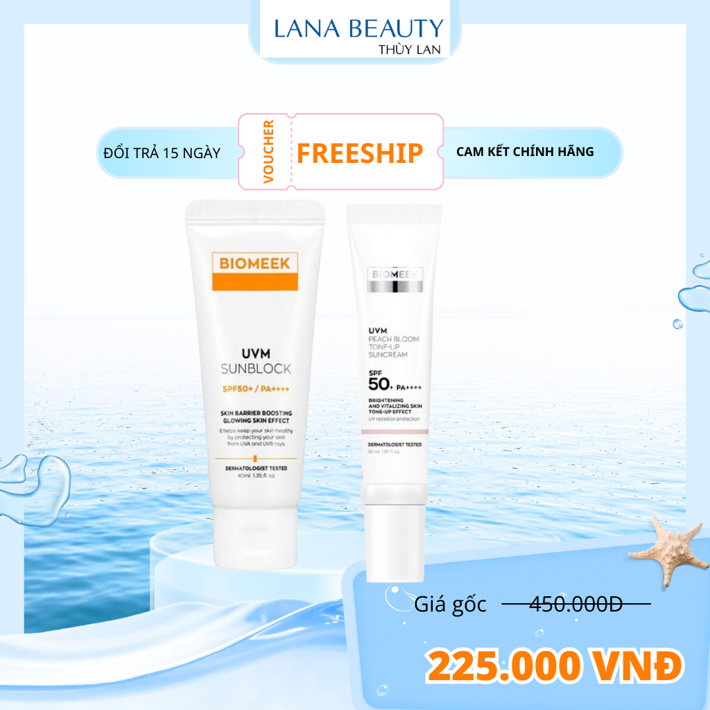 Kem chống nắng BIOMEEK huyết tế bào UVM SUNCREAM che khuyết điểm nâng tone SPF 50+ 40ml ...