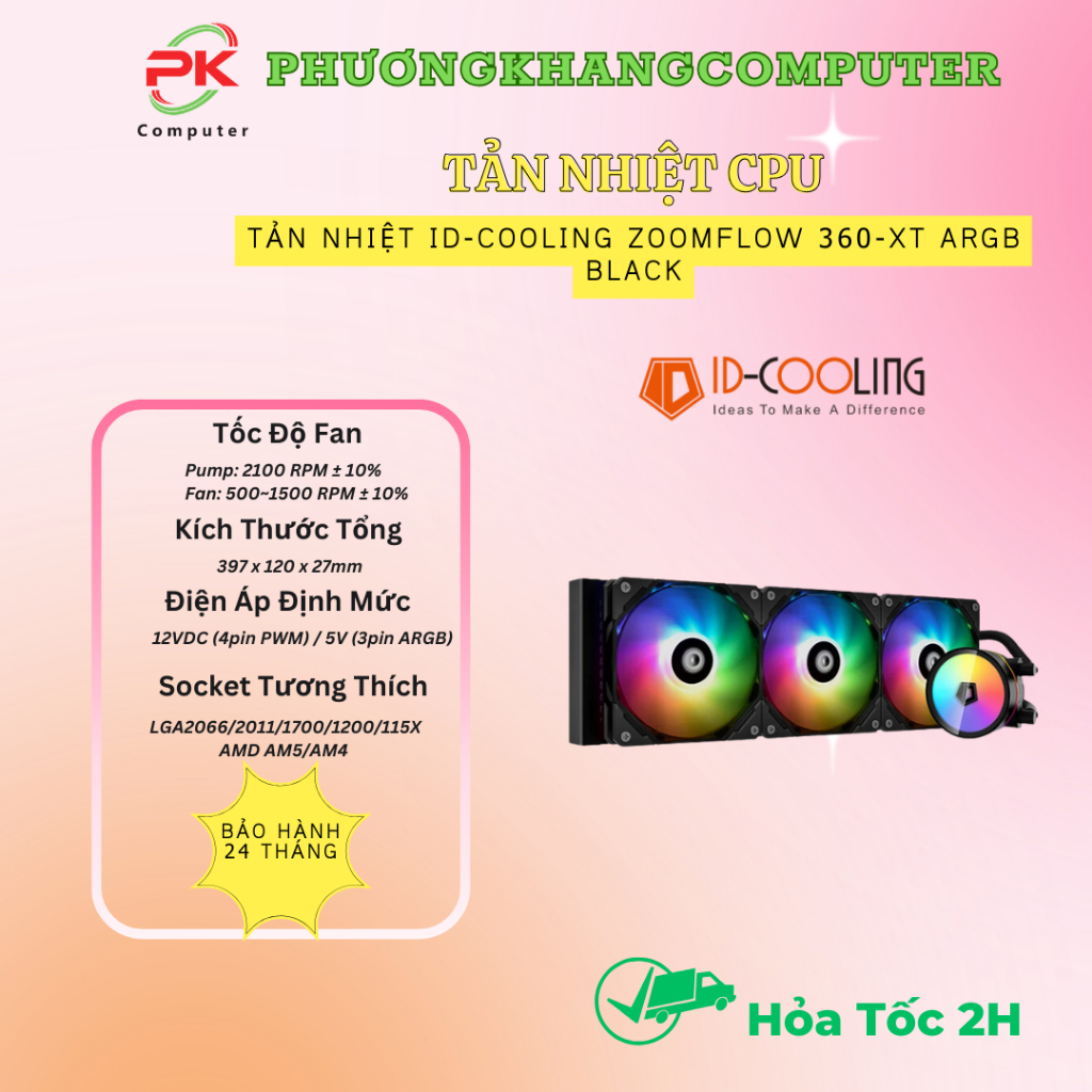 Tản Nhiệt ID-COOLING ZOOMFLOW 360-XT ARGB Black | Shopee Việt Nam