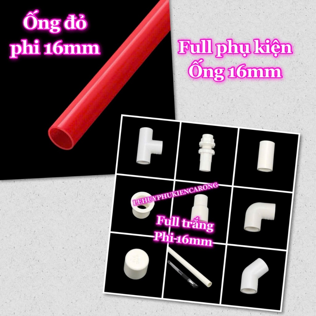 Ống Phi 16 Đỏ Và Trắng Kèm Phụ Kiện Phi 16mm Giành Cho Hồ Cá | Shopee ...