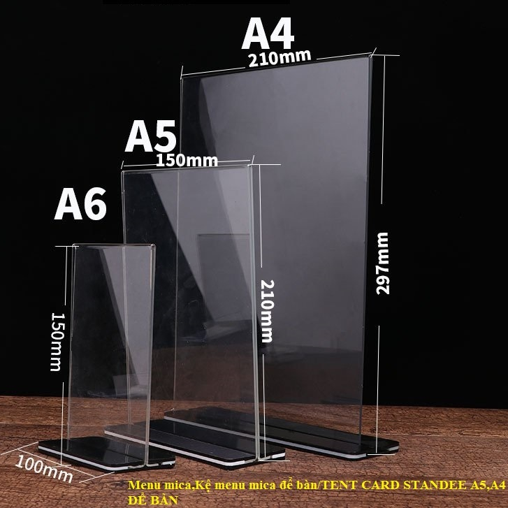 Kệ Mica Menu Mica A4 A5 A6 standee mica Bảng Mica Để Bàn Kệ Mica Trưng Bày Qr code Để Bàn ...