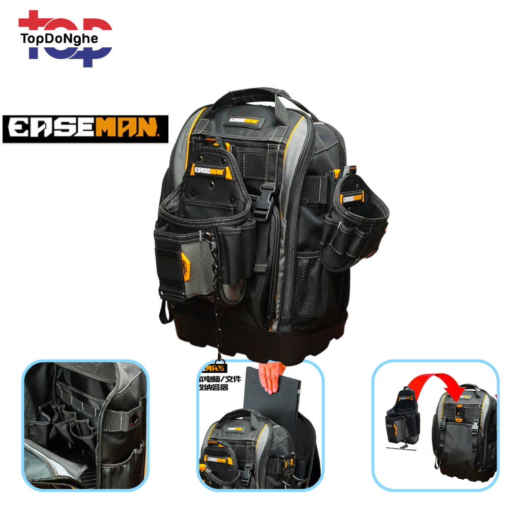 Balo đồ nghề EASEMAN cao cấp Balo đựng đồ nghề cơ khí sửa chữa điện nước, camera, thạch cao đế ...