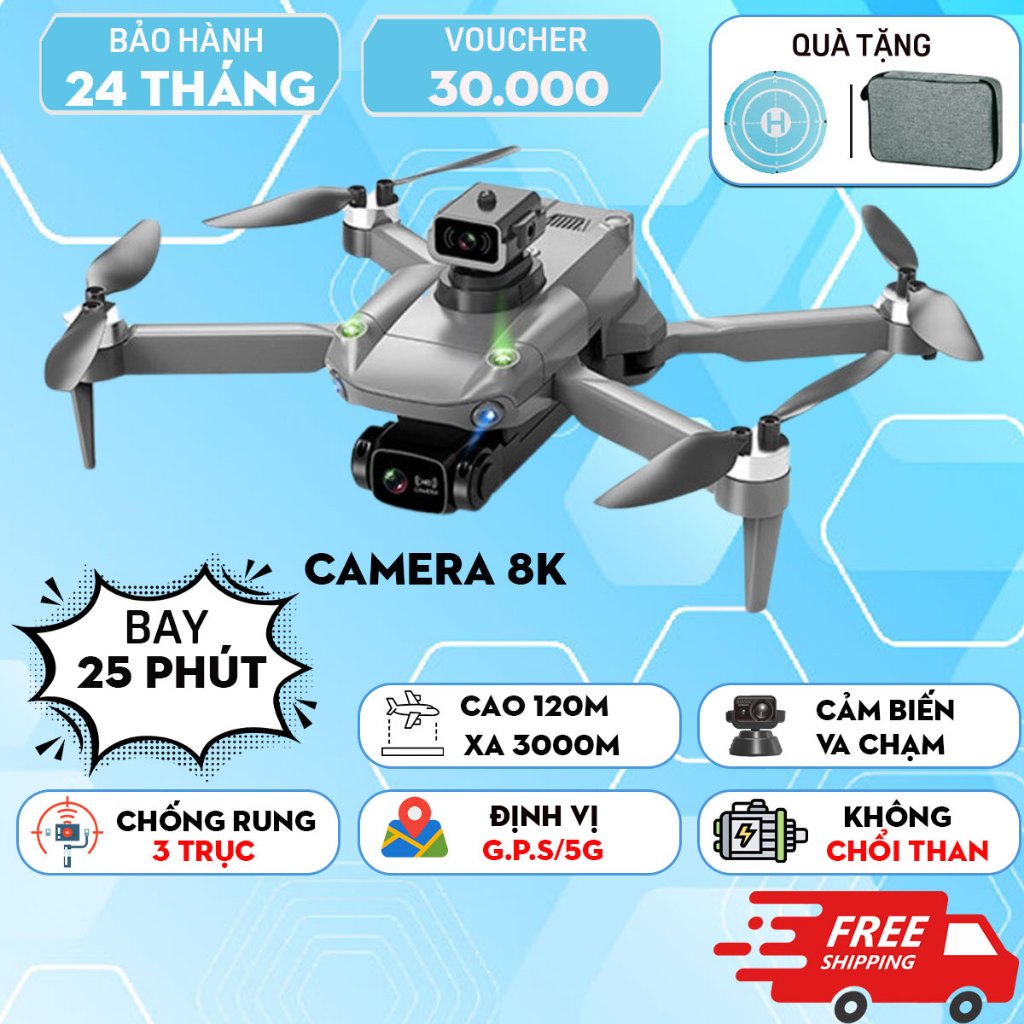 Máy bay flycam K998 Pro có GPS, drone camera nét cao cấp, máy bay điều ...