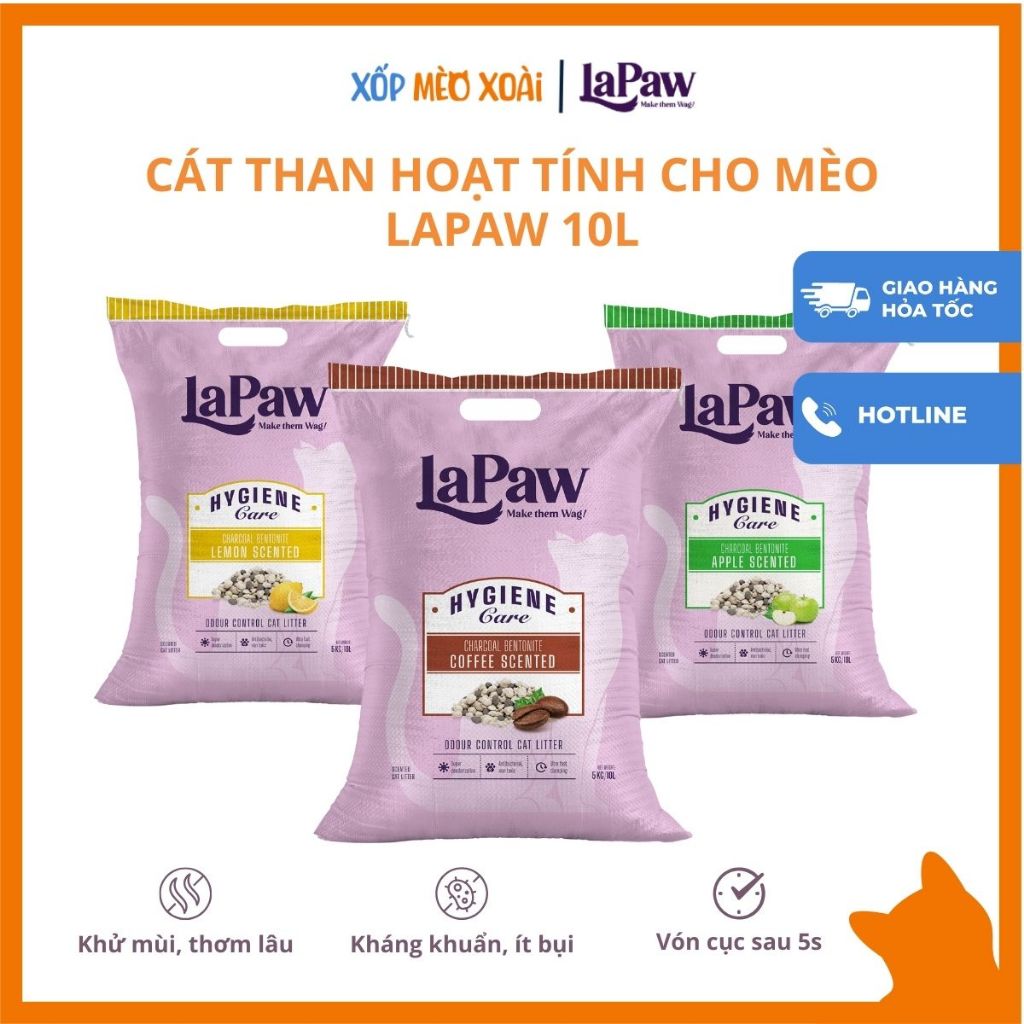 [10L - 5KG] Cát Vệ Sinh Cho Mèo laPaw - Cát laPaw mèo mix carbon than ...