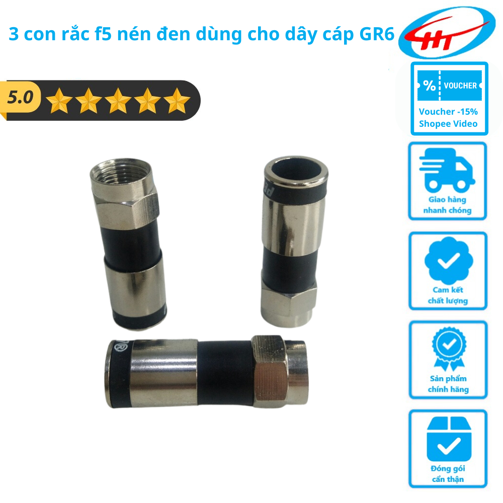 3 con rắc f5 nén đen dùng cho dây cáp GR6 , Hàng Như Hình. | Shopee ...