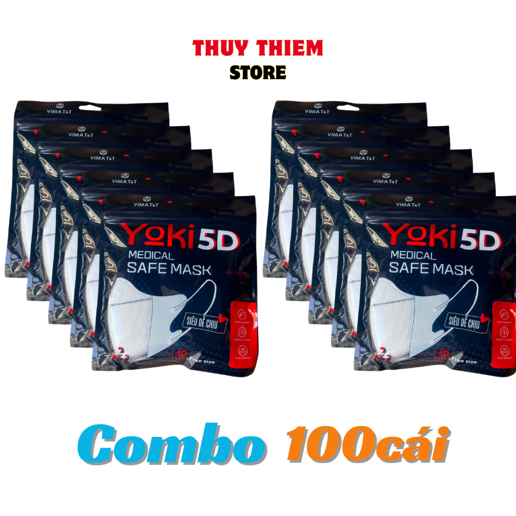 Combo 100 Cái Khẩu Trang 5D Yoki 4 Lớp | Shopee Việt Nam